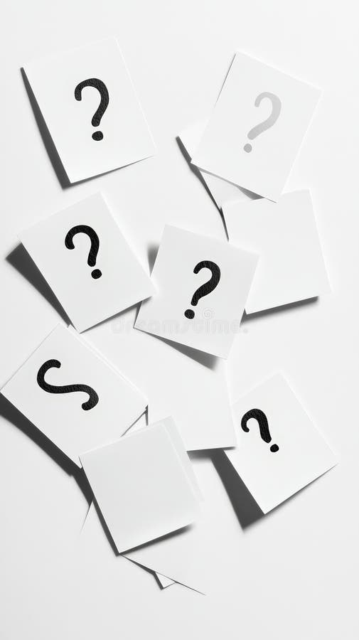 Scattered Cards with Varying Question Marks on Them, Representing ...