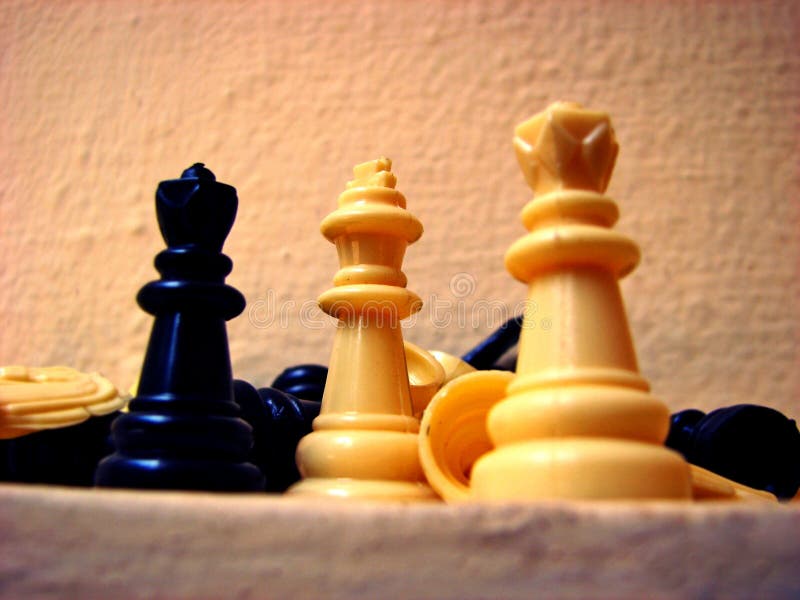 Black and White Chess Pieces are Scattered Stock Photo - Image of chess ...