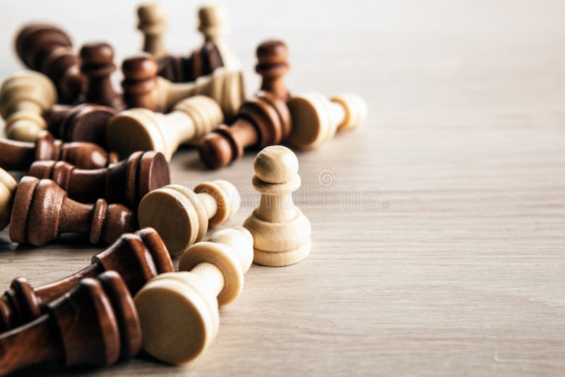 Scattered Chess Pieces on a Grey Background Stock Photo - Image of ...
