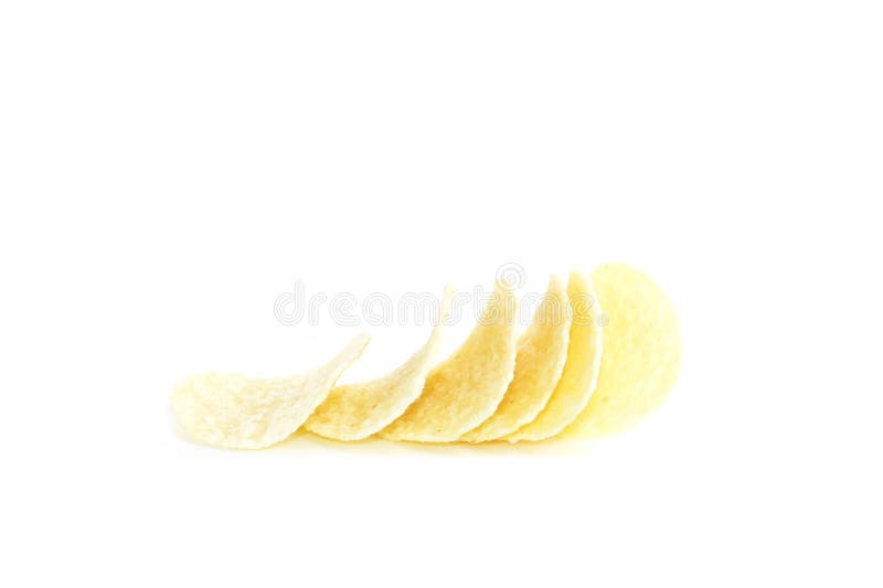 Scattered Chips on White Background Stock Photo - Image of snack, food ...