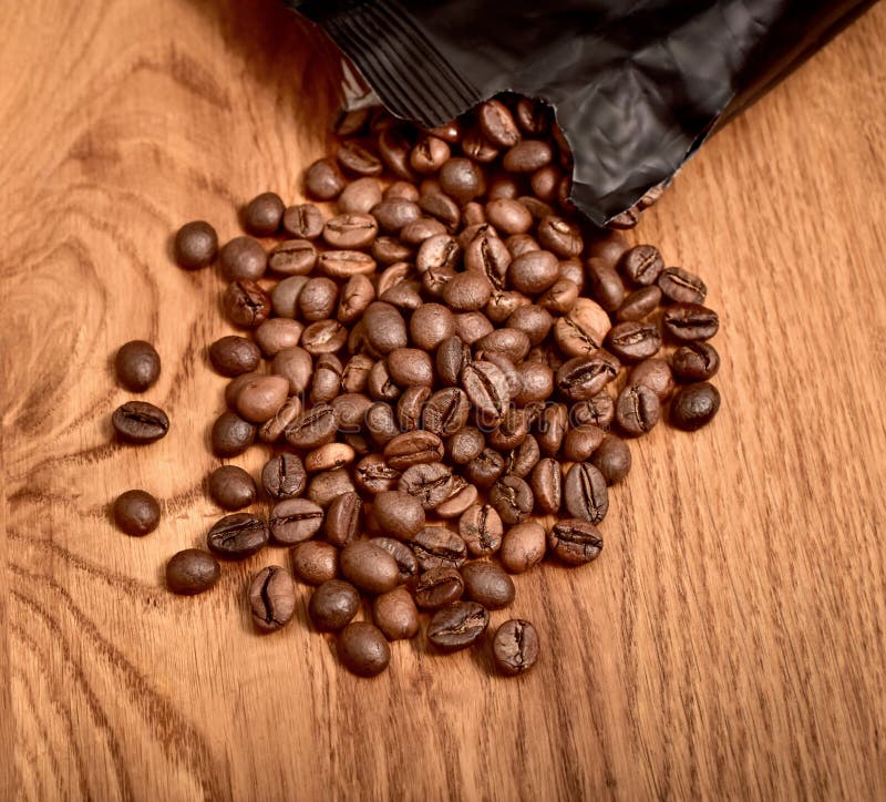 Scattered Coffee Beans from the Package Stock Photo - Image of caffeine ...