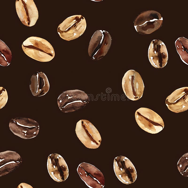 Scattered Coffee Beans Seamless Tile Stock Illustration - Illustration ...