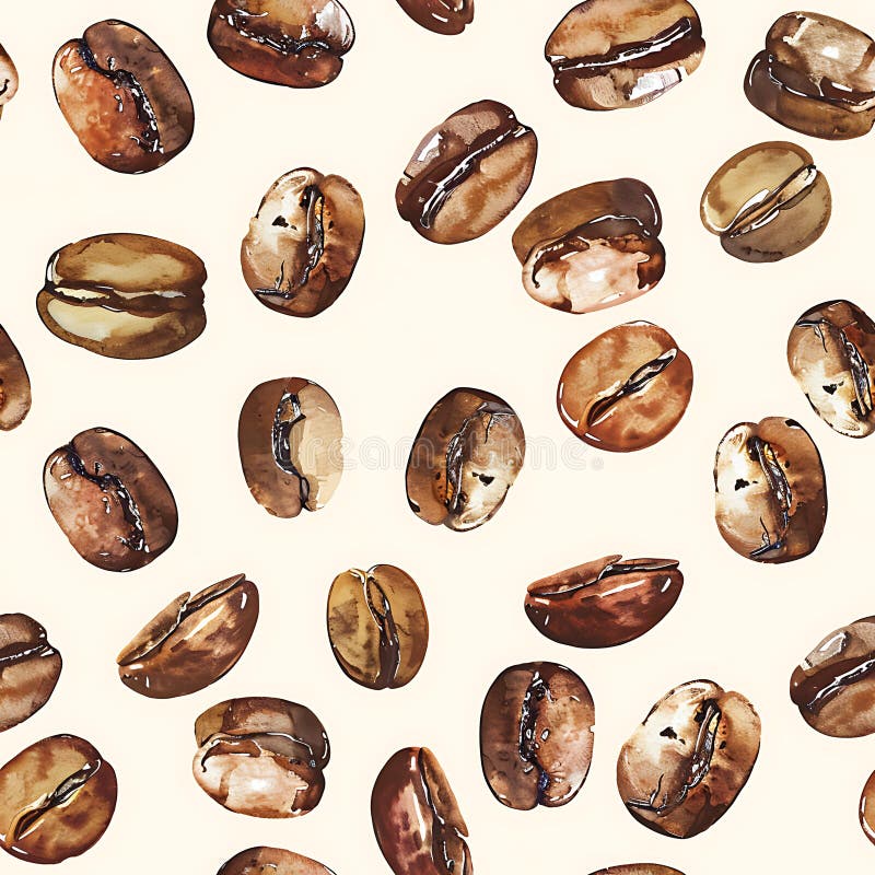 Scattered Coffee Beans Seamless Tile Stock Illustration - Illustration ...