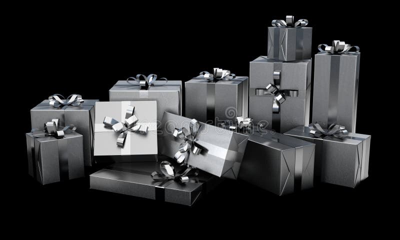 Shiny Small Silver Box Wrapped Black Bow Stock Photos - Free & Royalty ...