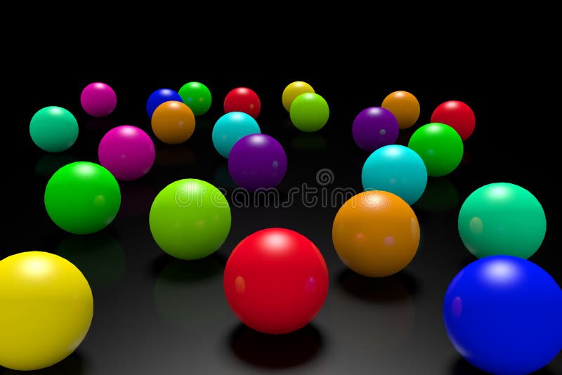 Scattered Colored Balls on a Black Background. Stock Illustration ...