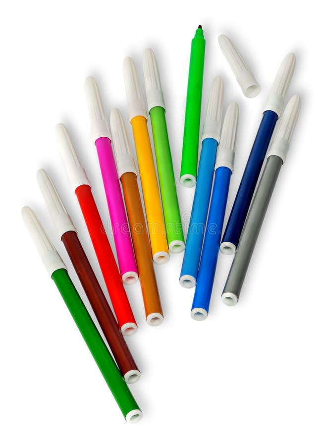 Scattered Colored Felt-tip Pens Stock Image - Image of drawings ...