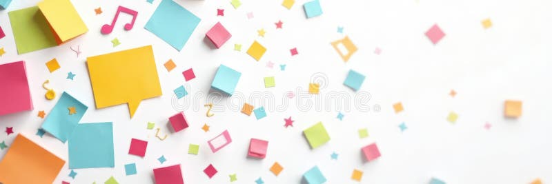 Scattered Colorful Notes, Isolated on White, Whimsical Design, Bright ...