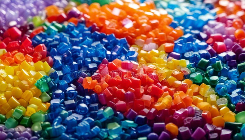 Scattered Colorful Plastic Pellets with Translucent Texture and Glossy ...