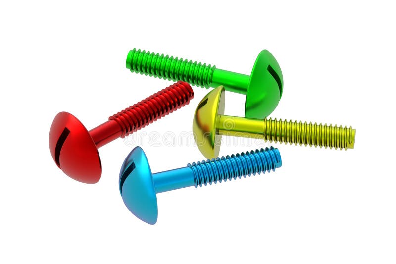 Scattered Colorful Screws for Metal Isolated on White Background Stock ...