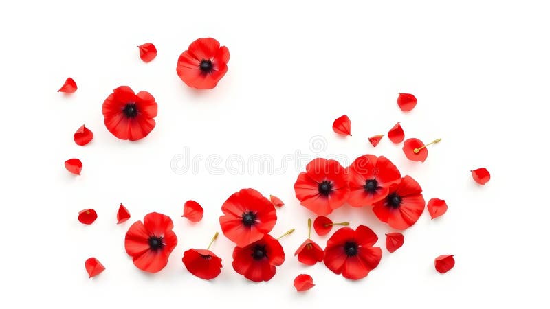 A Scattered Corner Drop Made of Poppies with Subtle Light Sparkles, in ...