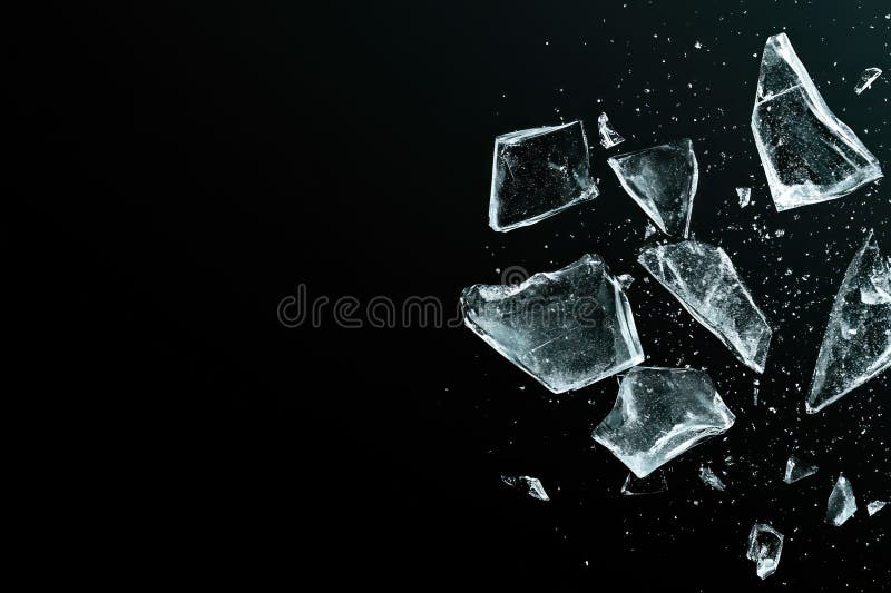 Scattered Crushed Ice on Dark Background, Motion of Ice Pieces ...