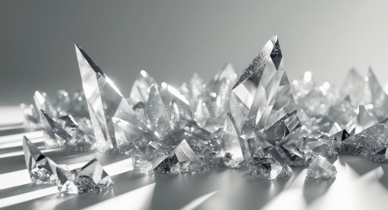 Scattered Crystalline Shards Abstract Design with Light Reflections and ...