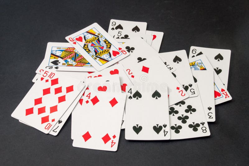 Scattered Deck of Playing Cards on a Table Stock Image - Image of luck ...