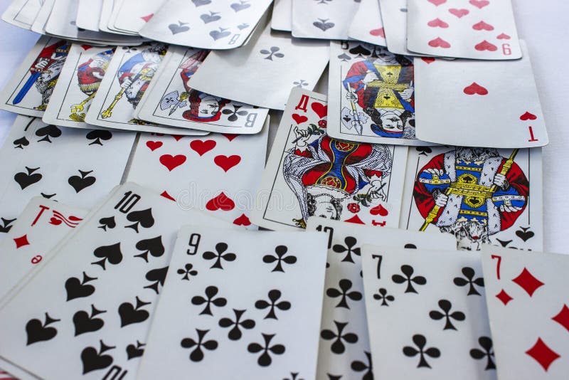 Scattered Deck of Playing Cards on a Table Stock Image - Image of luck ...