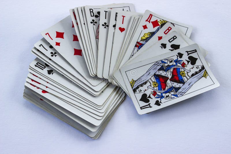 Scattered Deck of Playing Cards on a Table Stock Image - Image of luck ...