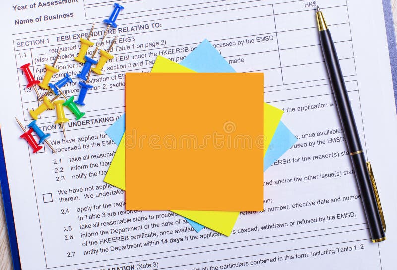 Scattered on the Desktop are Colored Stickers with a Place To Insert ...