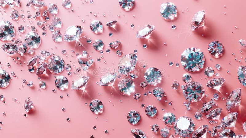 Scattered Diamonds on a Pink Background. Luxurious and Elegant ...