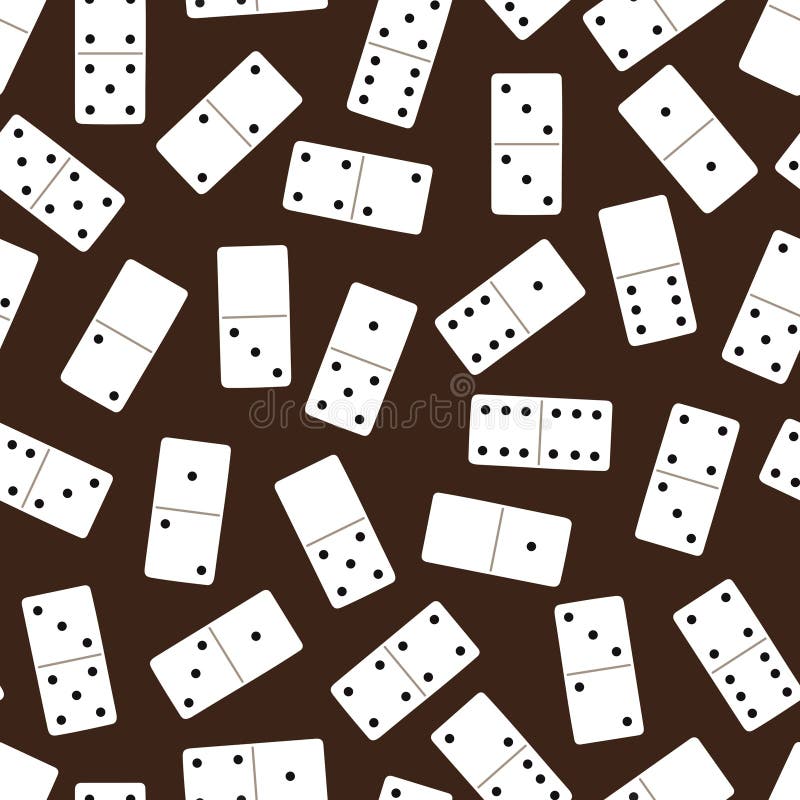 Scattered Domino Tile Pattern. White Domino Pieces on a Dark Brown ...