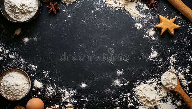 Scattered Flour on Black Table, Top View Stock Photo - Image of ...