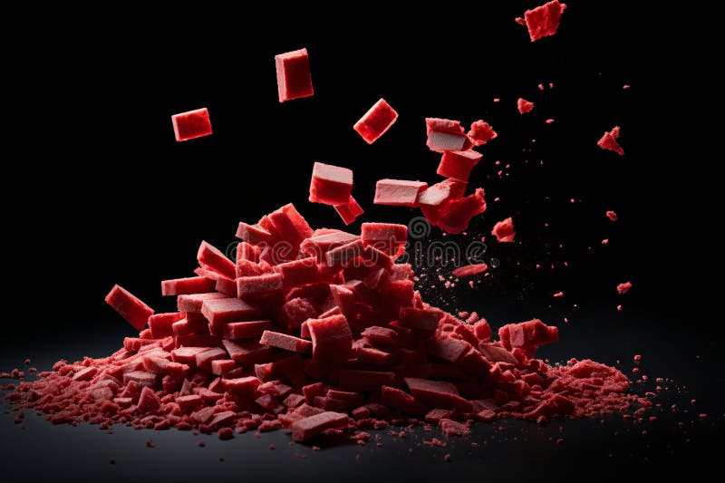 Scattered Fragments and Fine Dust of Shattered Red Brick Debris ...