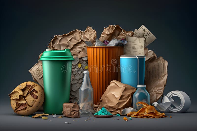 Scattered Garbage Around Trash Cans Stock Illustration - Illustration ... Scattered Garbage Around Trash Cans Stock Illustration - Illustration ...