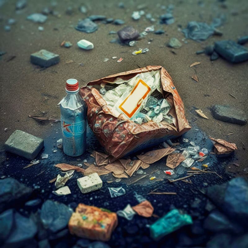 Waste Garbage in Ocean Water. Concept of Environmental Pollution ...