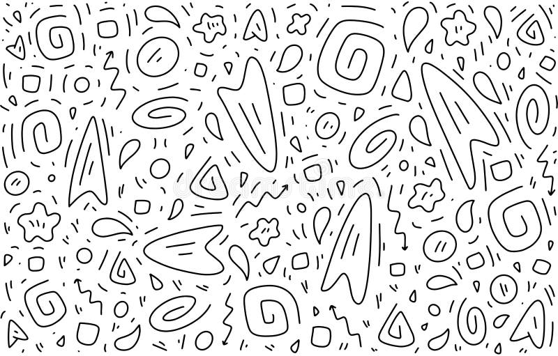 Scattered Geometric Line Shapes. Hand Drawn Doodle Elements. Abstract ...