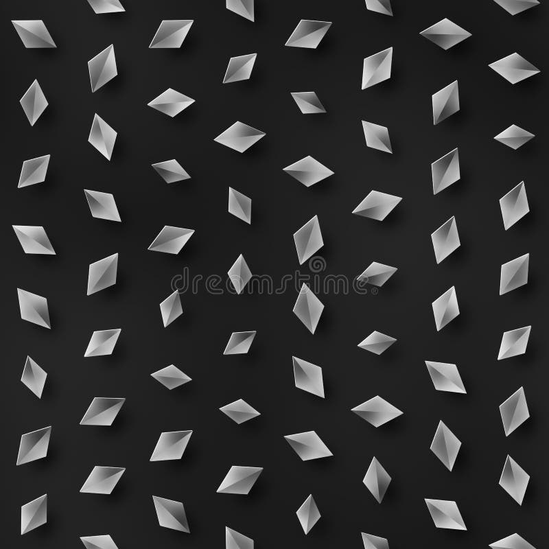 Scattered Geometric Shaded Shapes. Abstract Seamless Monochrome Pattern ...