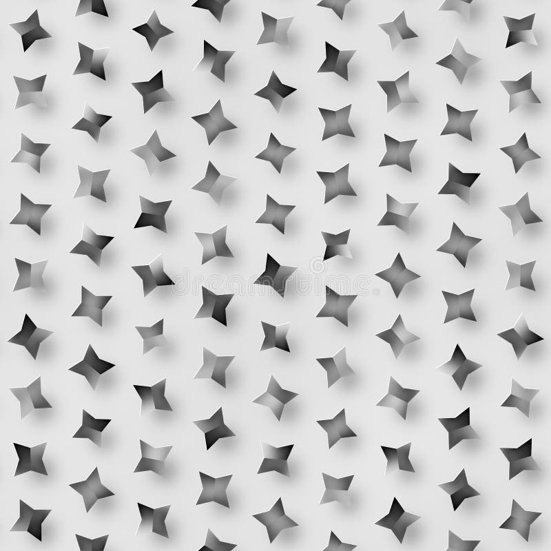 Scattered Geometric Shaded Shapes. Abstract Seamless Monochrome Pattern ...