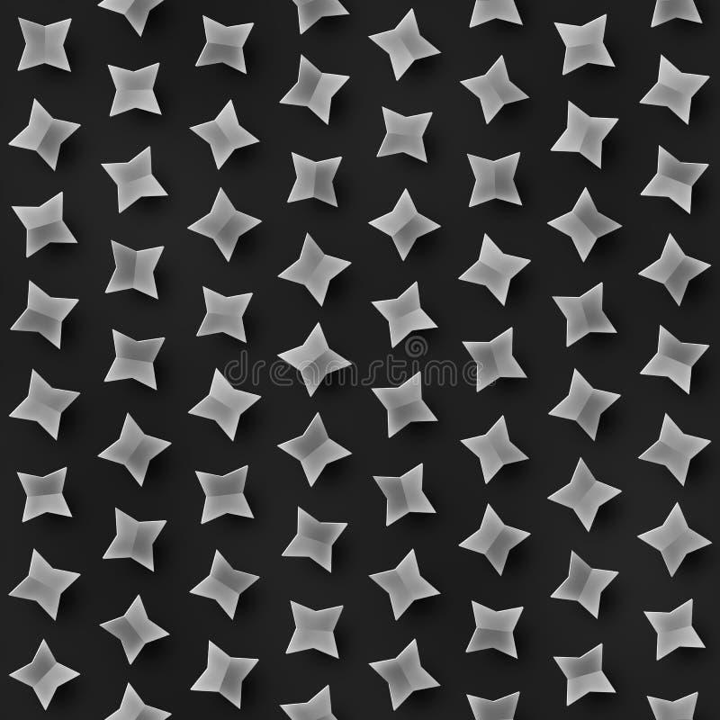 Scattered Geometric Shaded Shapes. Abstract Seamless Monochrome Pattern ...