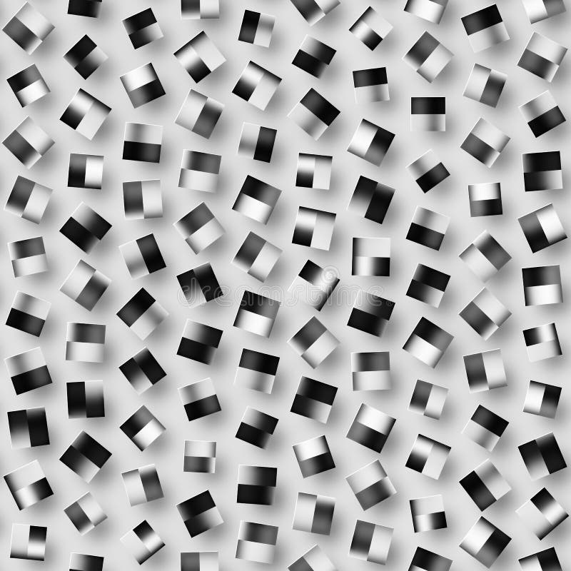 Scattered Geometric Shaded Shapes. Abstract Seamless Monochrome Pattern ...