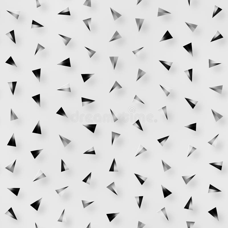 Scattered Geometric Shaded Shapes. Abstract Seamless Monochrome Pattern ...