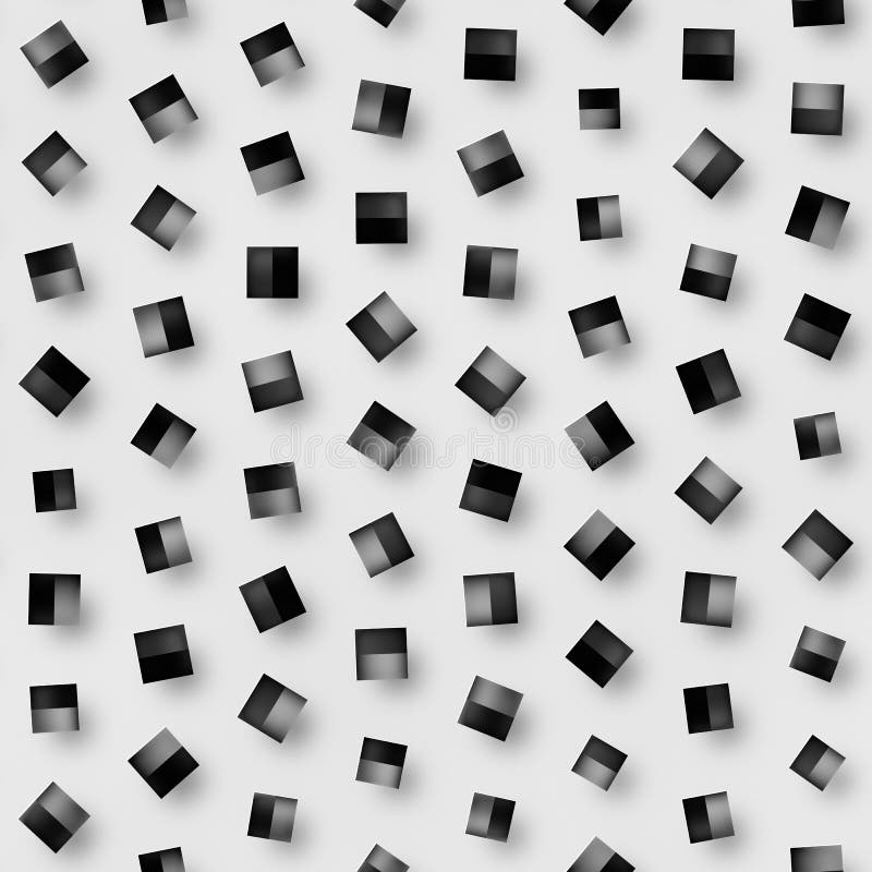 Scattered Geometric Shaded Shapes. Abstract Seamless Monochrome Pattern ...