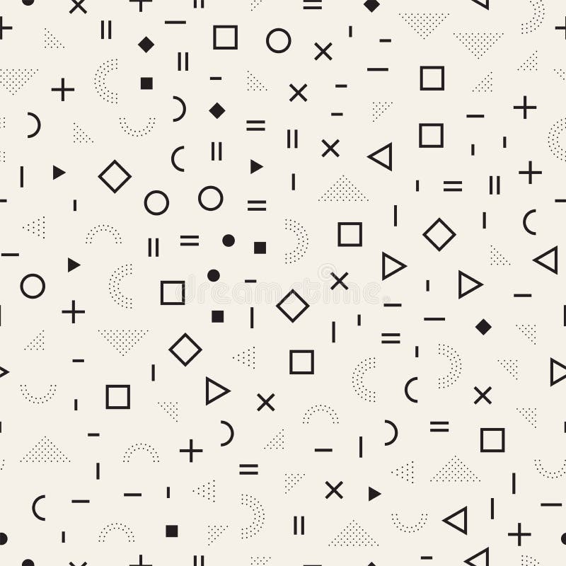 Scattered Geometric Shapes. Inspired by Memphis Style. Abstract ...