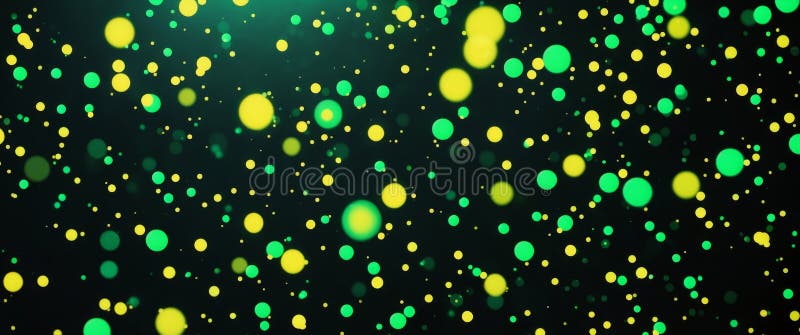 Scattered Glowing Green and Yellow Dots on Black Background Stock Photo ...