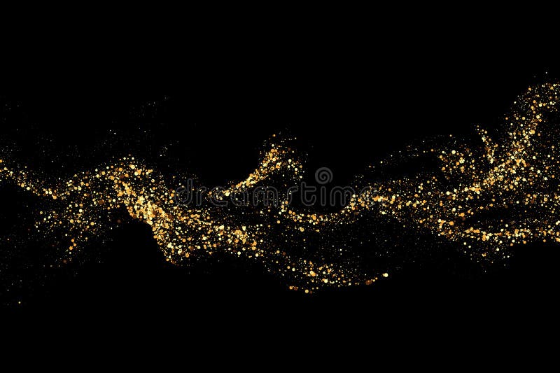 Scattered Gold Particles on a Black Background. Festive Background or ...