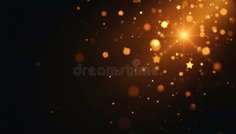 Scattered Golden Light Flares on Black Backdrop, Beam, Abstract, Bright ...
