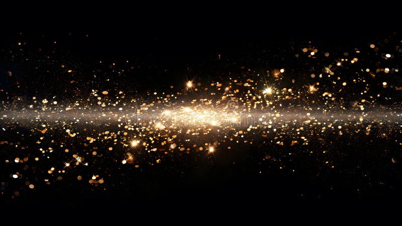 Scattered Golden Particles on Black Background Stock Image - Image of ...