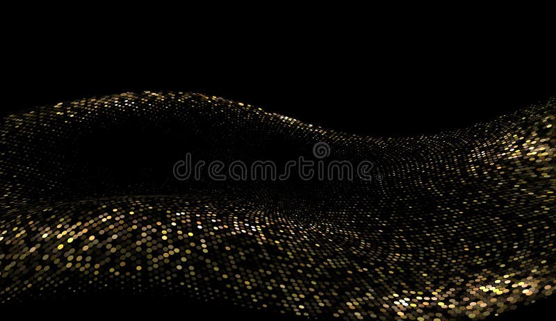 Scattered Golden Sparkle Wave Particles on a Dark Background. Festive ...