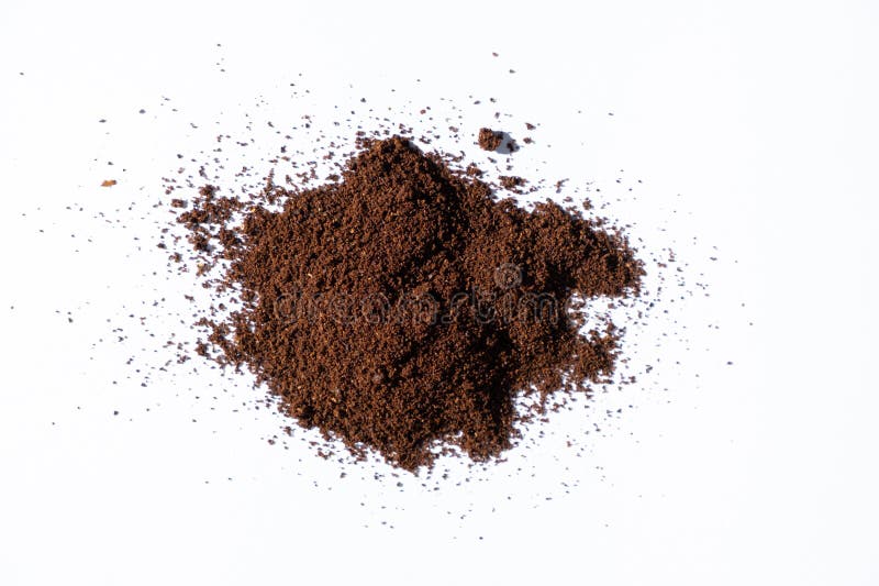 Scattered Ground Natural Coffee on White Background, Top View. Stock ...