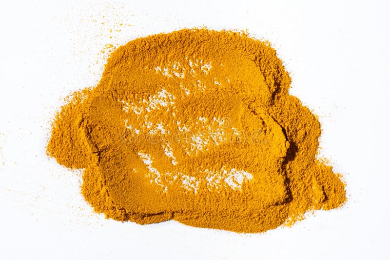 Scattered Ground Turmeric Root on White Background, Spice Texture Stock ...
