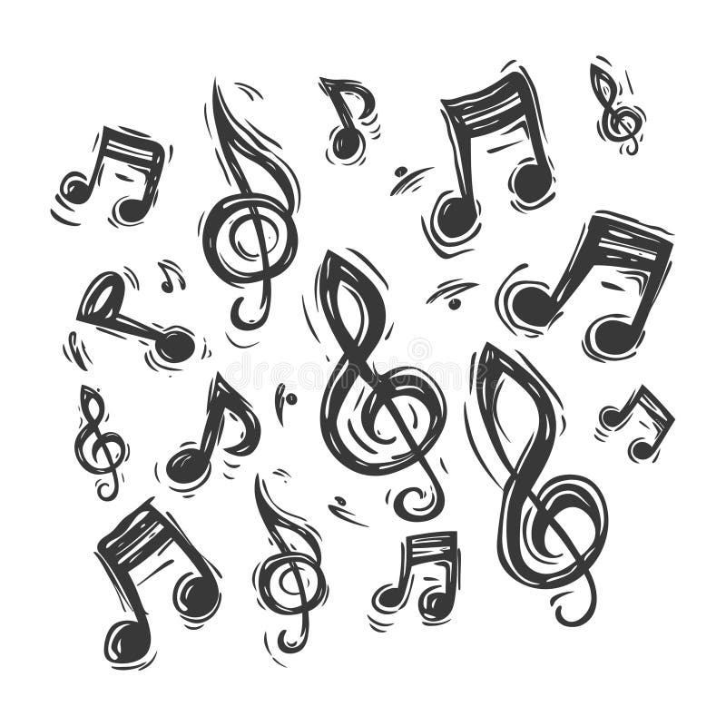 Hand-drawn Musical Notes: a Whimsical Melody Stock Vector ...