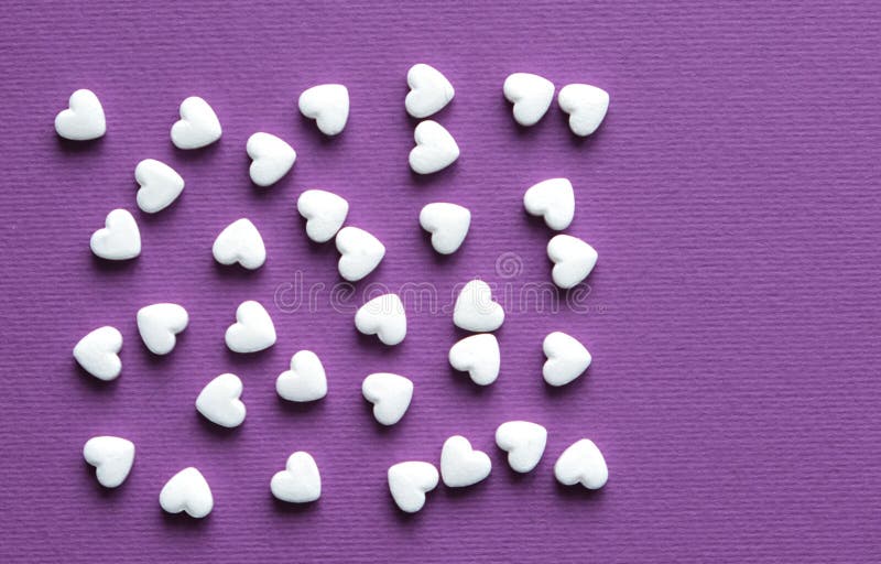 Scattered Hearts on a Purple Background Stock Image - Image of green ...