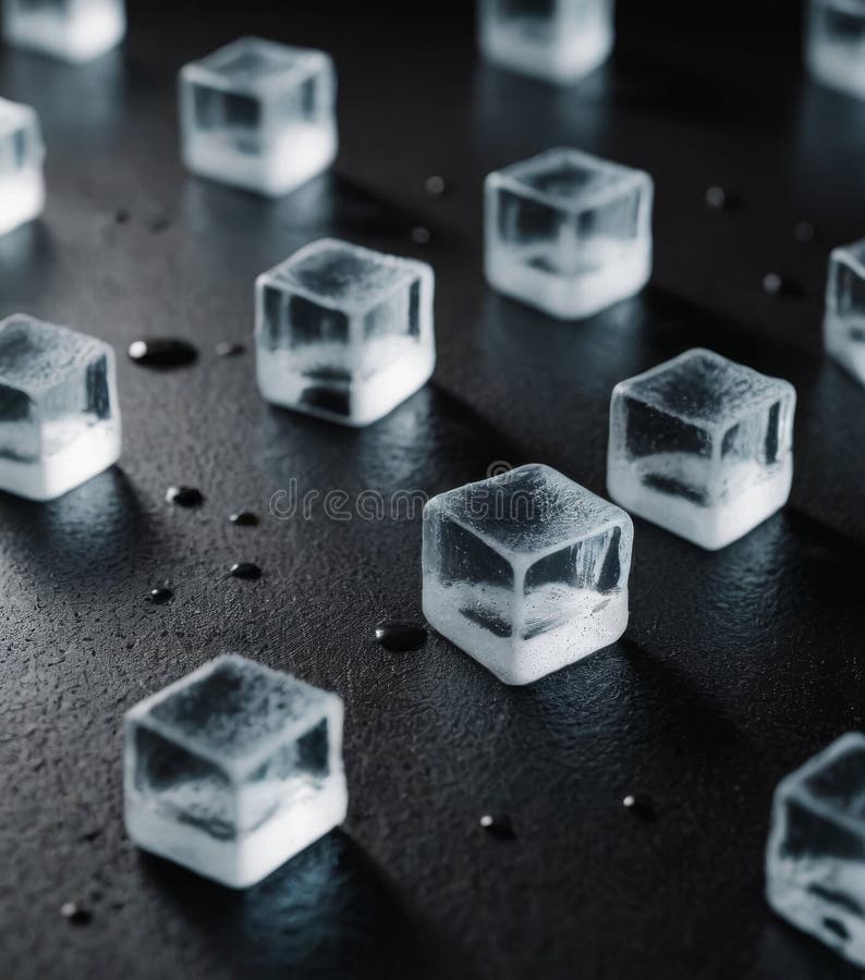 Scattered Ice Cubes on Black Backdrop Stock Illustration - Illustration ...