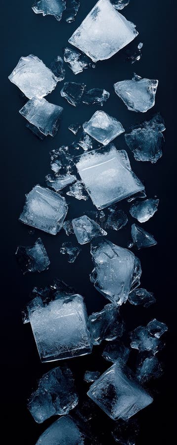 Scattered Ice Cubes Falling in a Dark Background Creating Texture Stock ...