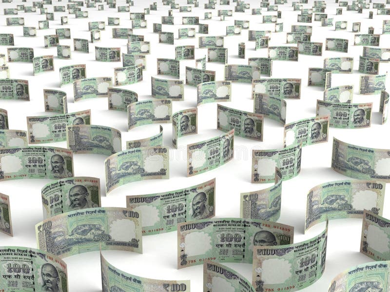 Scattered Indian Rupee Banknote Pile Stock Illustration - Illustration ...