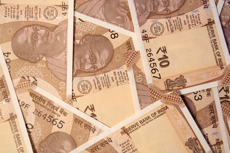 Scattered Indian 10 Rupee Currency Notes. Stock Image - Image of ...