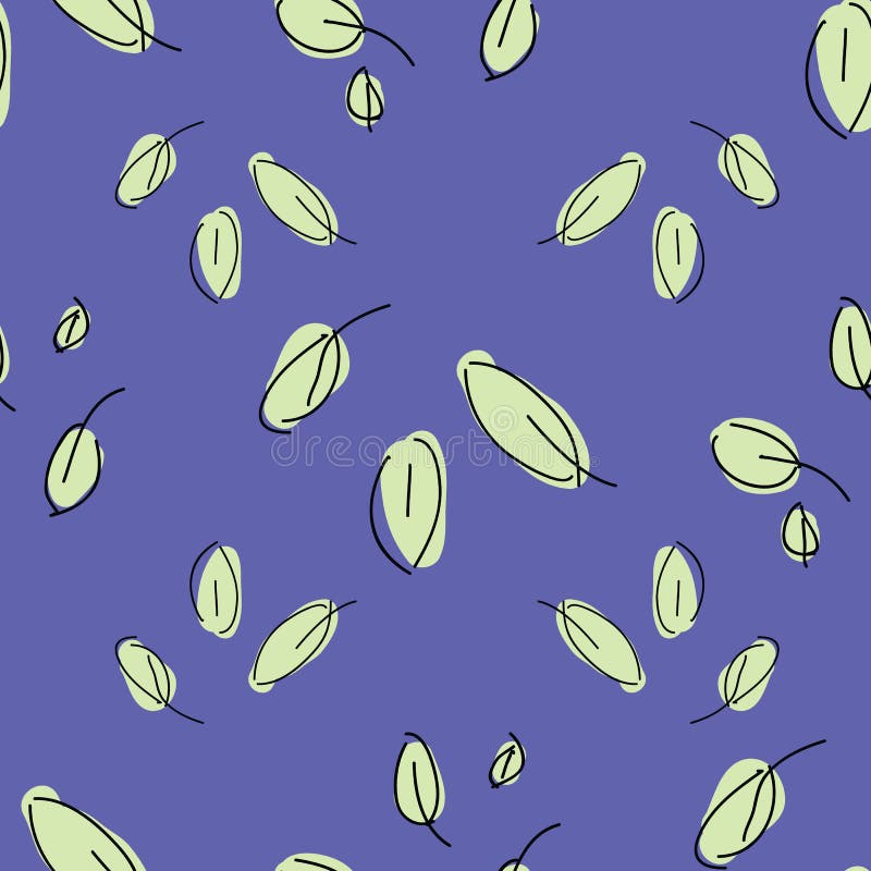 Scattered Leaves on White Background, Seamless Vector Repeat Pattern ...