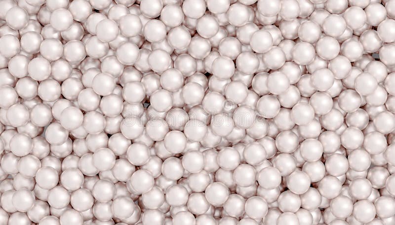 Scattered of Light Pearls. Pile of Gems. 3D Render. Top View. Stock ...