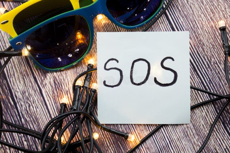 Scattered Lighted Tiny LED Stringlight on Wooden Surface. Two Colorful ...